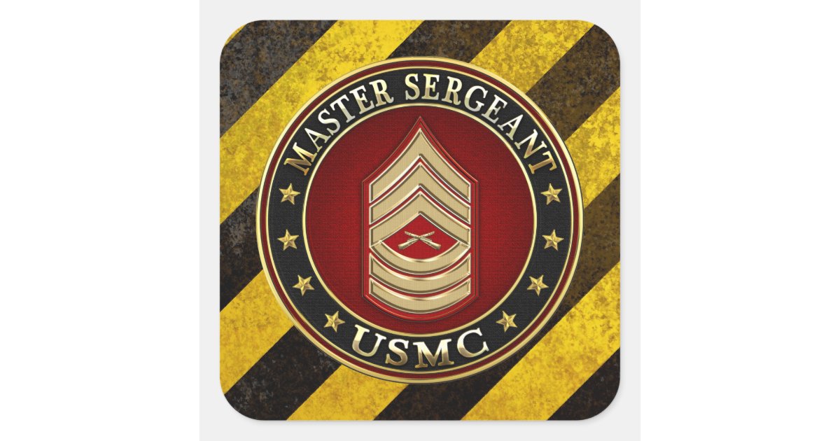 U.S. Marines: Master Sergeant (USMC MSgt) [3D] Square Sticker | Zazzle