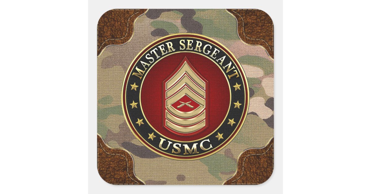 U.S. Marines: Master Sergeant (USMC MSgt) [3D] Square Sticker | Zazzle
