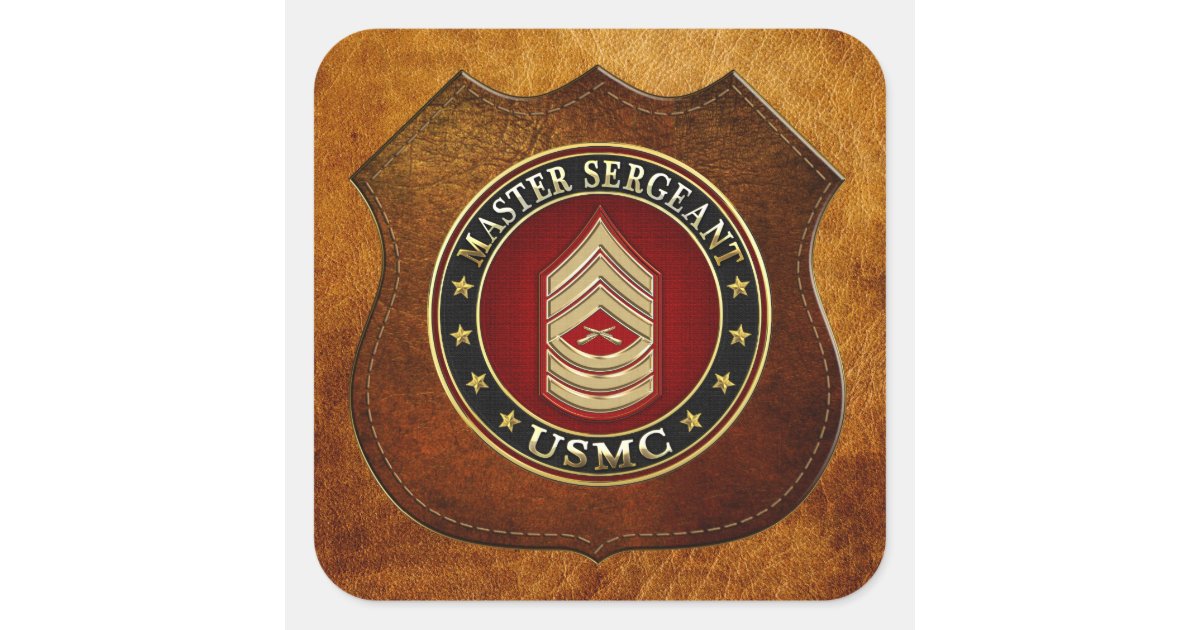 U.S. Marines: Master Sergeant (USMC MSgt) [3D] Square Sticker | Zazzle
