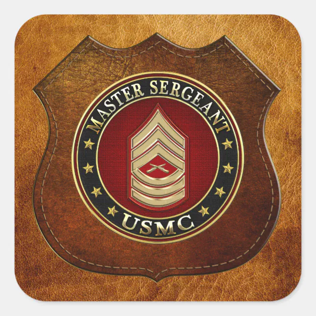 U.S. Marines: Master Sergeant (USMC MSgt) [3D] Square Sticker | Zazzle
