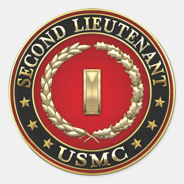 U.S. Marines: Second Lieutenant (USMC 2ndLt) [3D] Classic Round Sticker ...