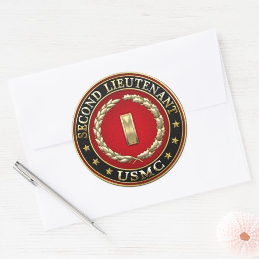 U.S. Marines: Second Lieutenant (USMC 2ndLt) [3D] Classic Round Sticker ...