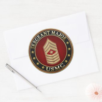U.S. Marines: Sergeant Major (USMC SgtMaj) [3D] Classic Round Sticker ...