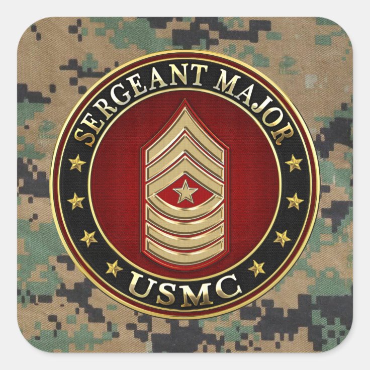 U.S. Marines: Sergeant Major (USMC SgtMaj) [3D] Square Sticker | Zazzle