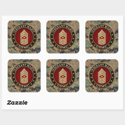 U.S. Marines: Sergeant Major (USMC SgtMaj) [3D] Square Sticker | Zazzle