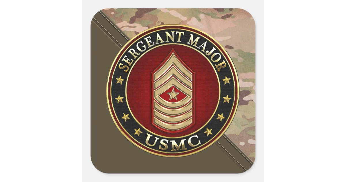 U.S. Marines: Sergeant Major (USMC SgtMaj) [3D] Square Sticker | Zazzle