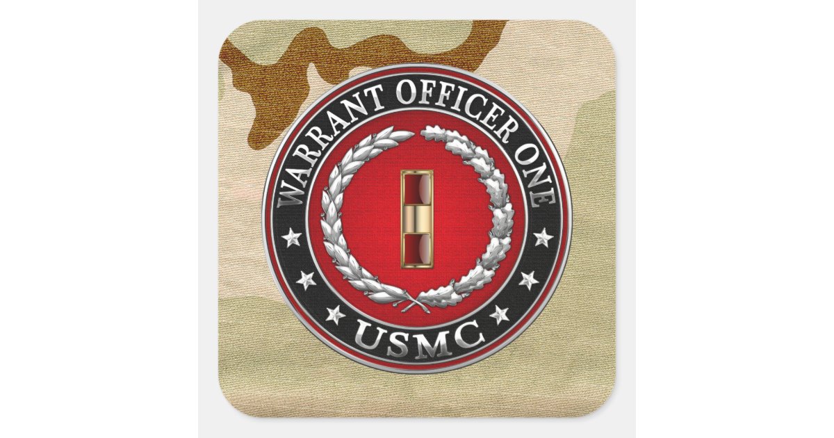 U.S. Marines: Warrant Officer One (USMC WO-1) [3D] Square Sticker | Zazzle