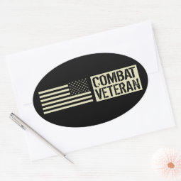 U.S. Military: Combat Veteran (Black Flag) Oval Sticker | Zazzle