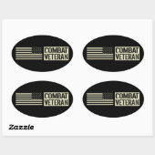 U.S. Military: Combat Veteran (Black Flag) Oval Sticker | Zazzle