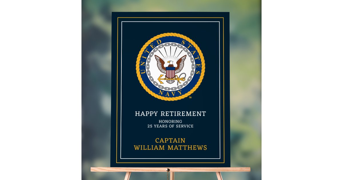 U.S. Navy | Navy Emblem | Happy Retirement Acrylic Sign | Zazzle