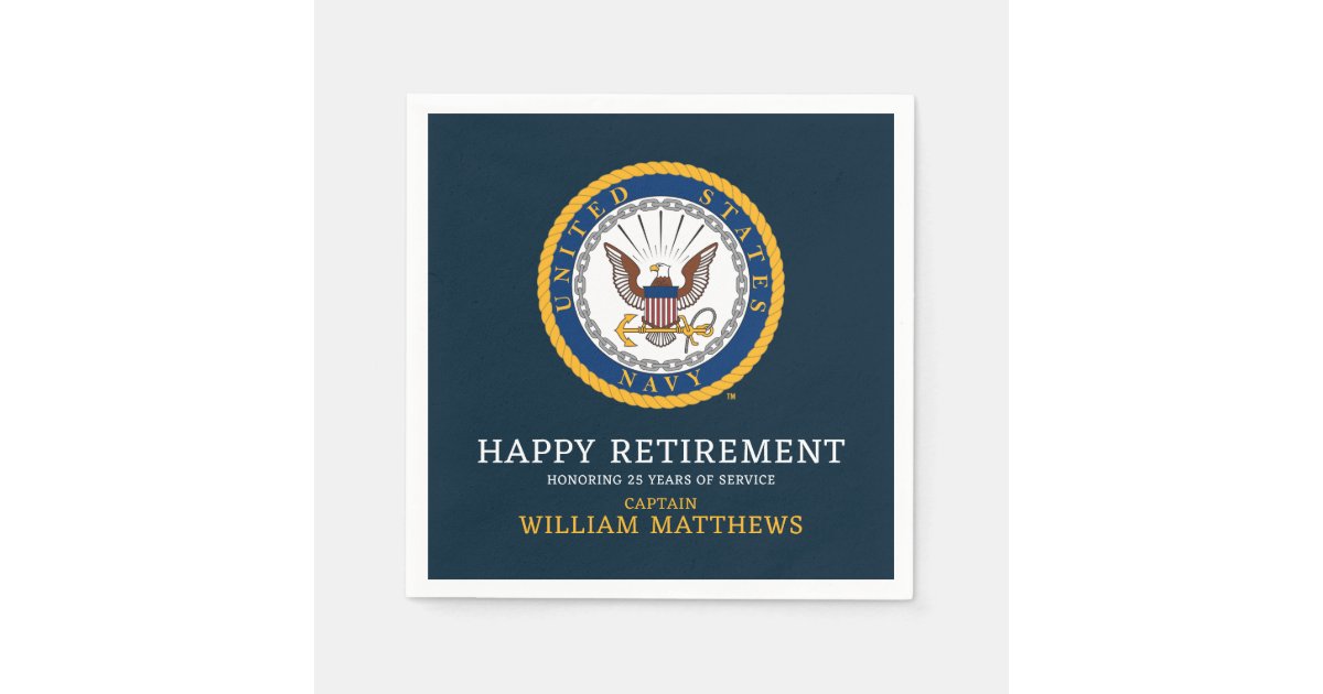 U.S. Navy | Navy Emblem | Happy Retirement Napkins | Zazzle