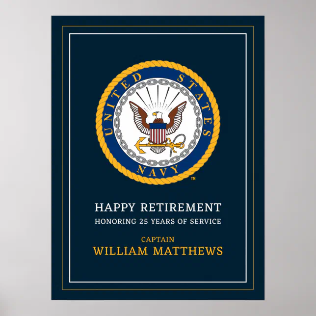 U.S. Navy | Navy Emblem | Happy Retirement Poster | Zazzle