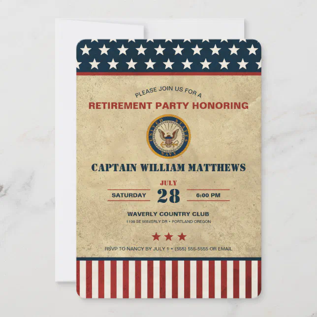 U.S. Navy Retirement Party Invitation | Zazzle