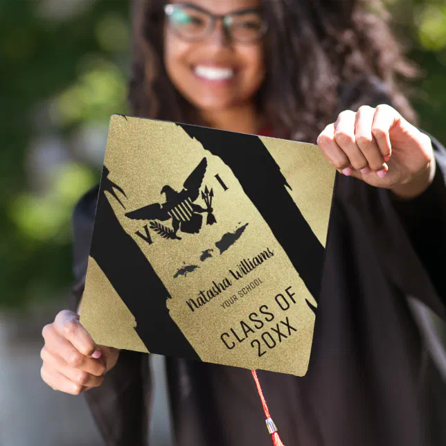 U.S. Virgin Islands Flag, Class of, Gold Glitter Graduation Cap Topper ...