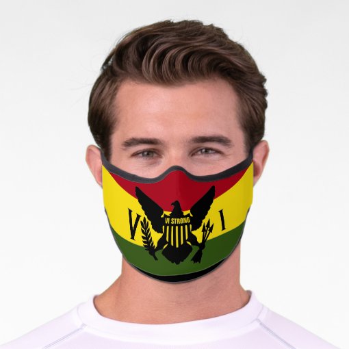 U.S. Virgin Islands Flag, VI STRONG, Rasta Premium Face Mask | Zazzle