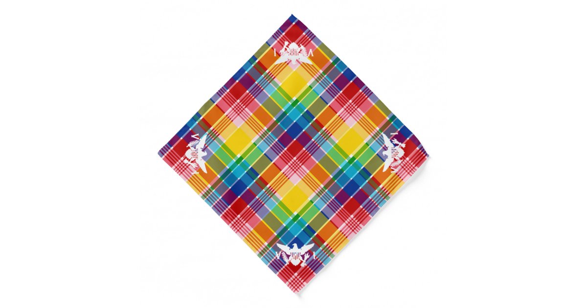 U.S. Virgin Islands Flag (White) Madras Pattern Bandana | Zazzle