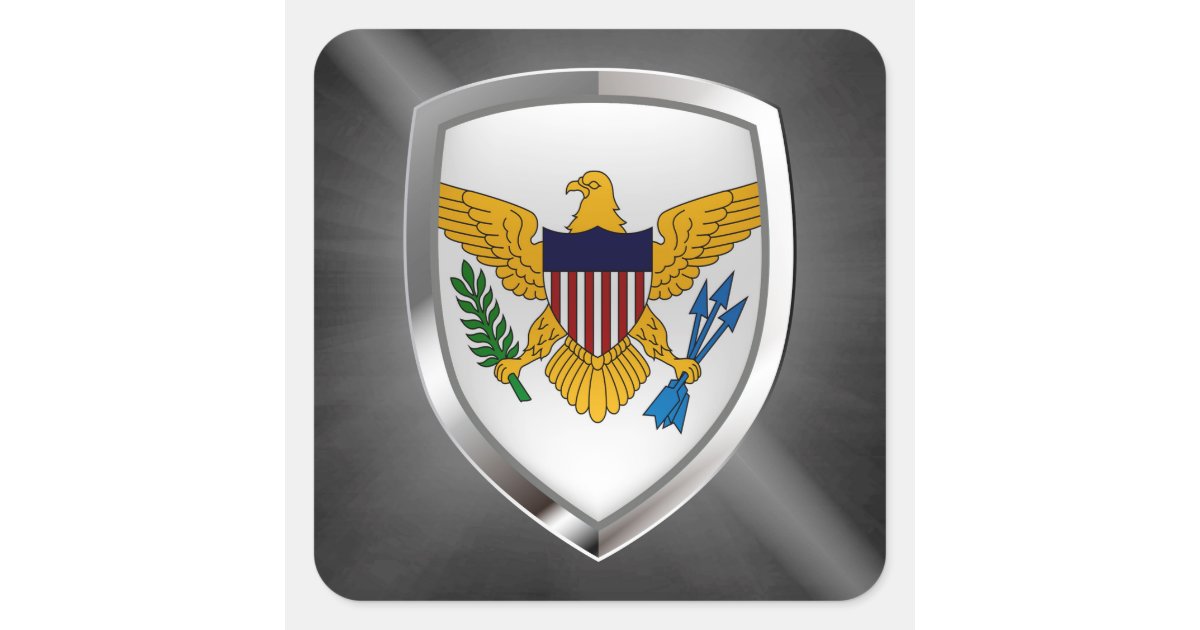 U.S. Virgin Islands Metallic Emblem Square Sticker | Zazzle