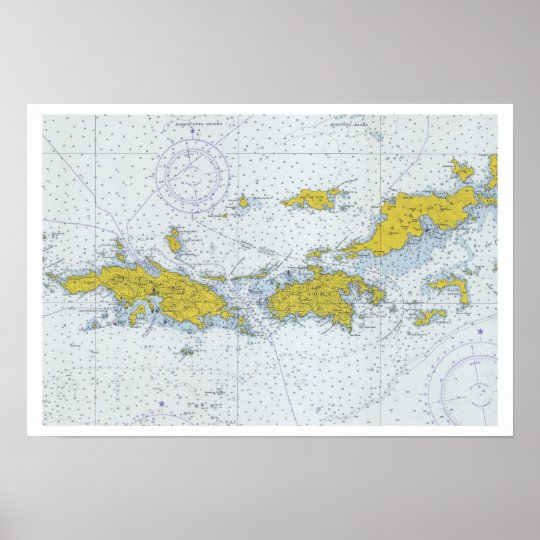 U.S. Virgin Islands nautical chart map | Zazzle.com