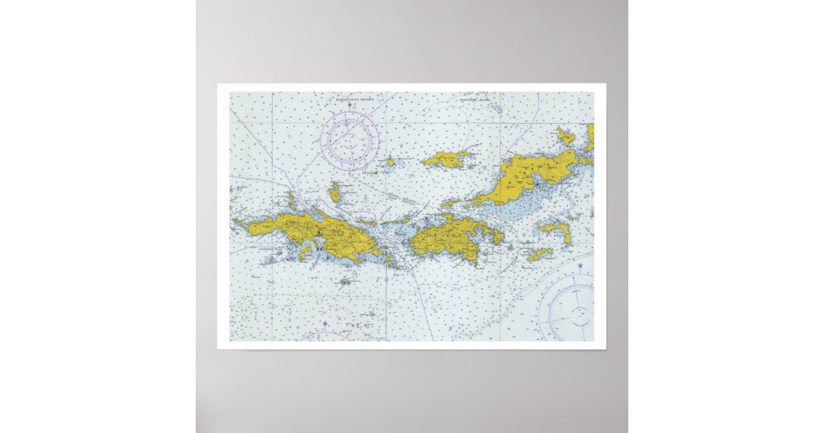 U.S. Virgin Islands nautical chart map | Zazzle