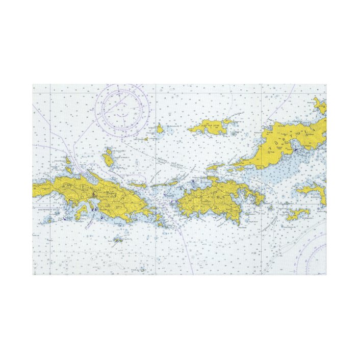 U.S. Virgin Islands nautical chart map Canvas Print | Zazzle.com