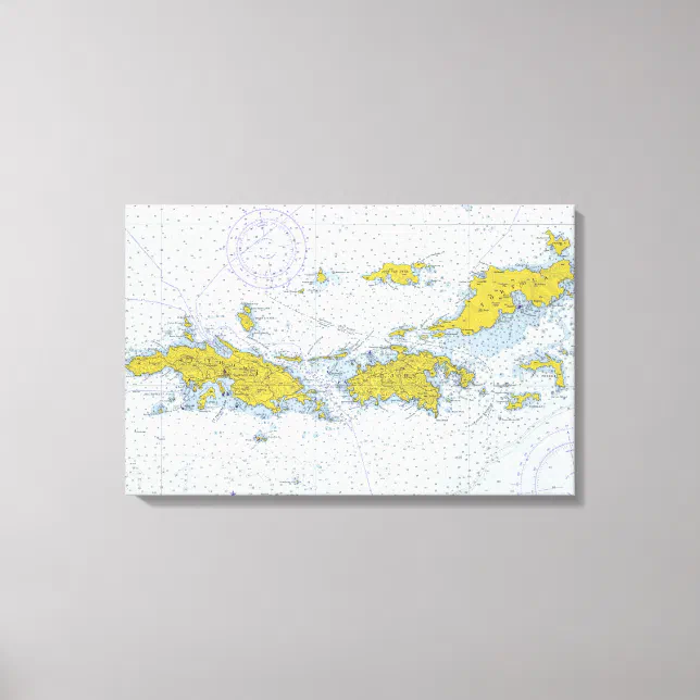 U.S. Virgin Islands nautical chart map Canvas Print | Zazzle