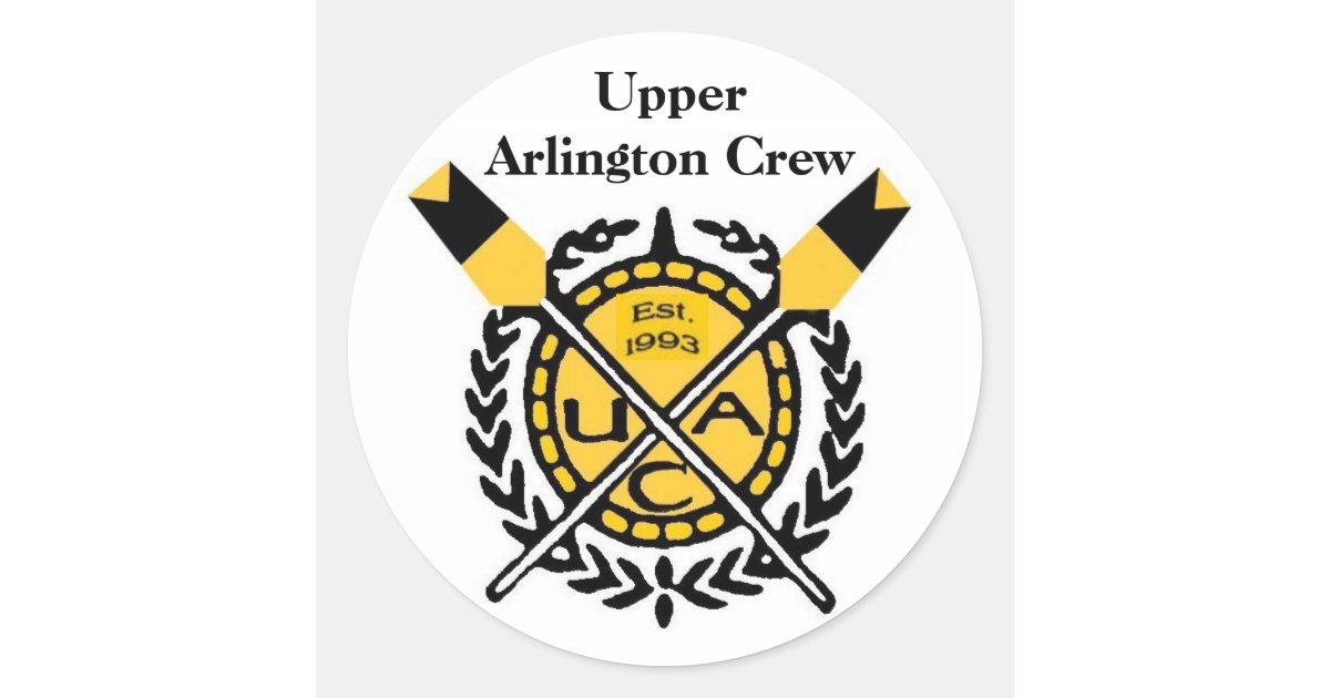 UA CREW emblem, EST. 1993-2, Upper Arlington Crew Classic Round Sticker ...