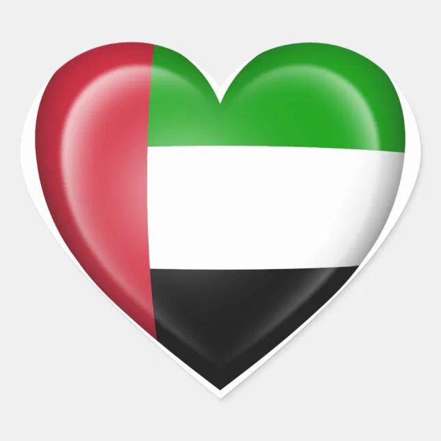 UAE Heart Flag on White Heart Sticker | Zazzle