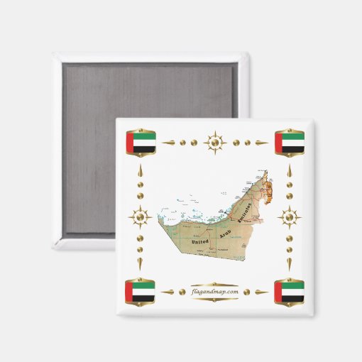 UAE Map + Flags Magnet | Zazzle