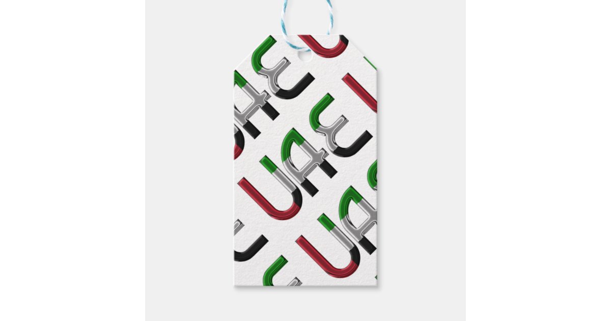 UAE United Arab Emirates Flag Colors Typography Gift Tags | Zazzle
