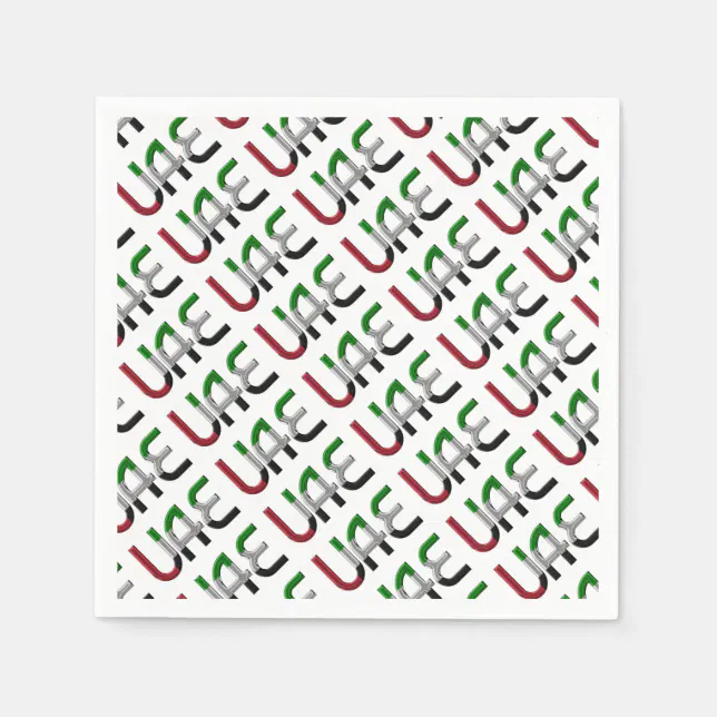 UAE United Arab Emirates Flag Colors Typography Napkins | Zazzle