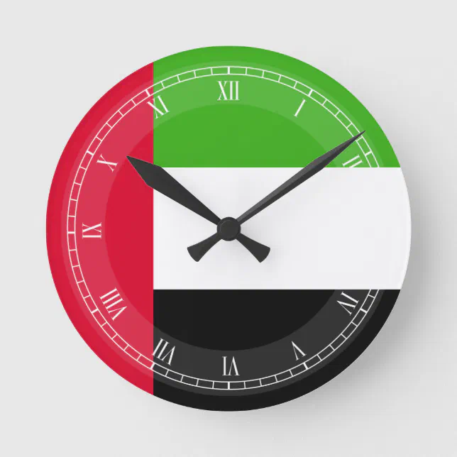 UAE United Arab Emirates Flag Round Clock | Zazzle