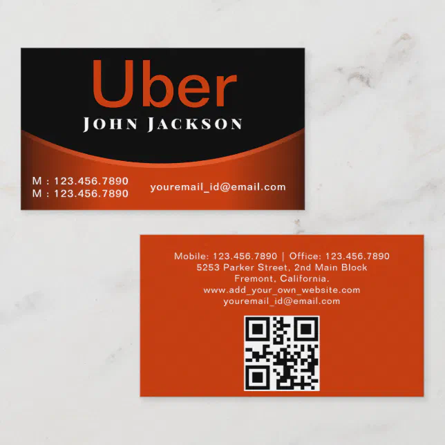 Uber Driver Professional Black Minimalist Business Card | Zazzle
