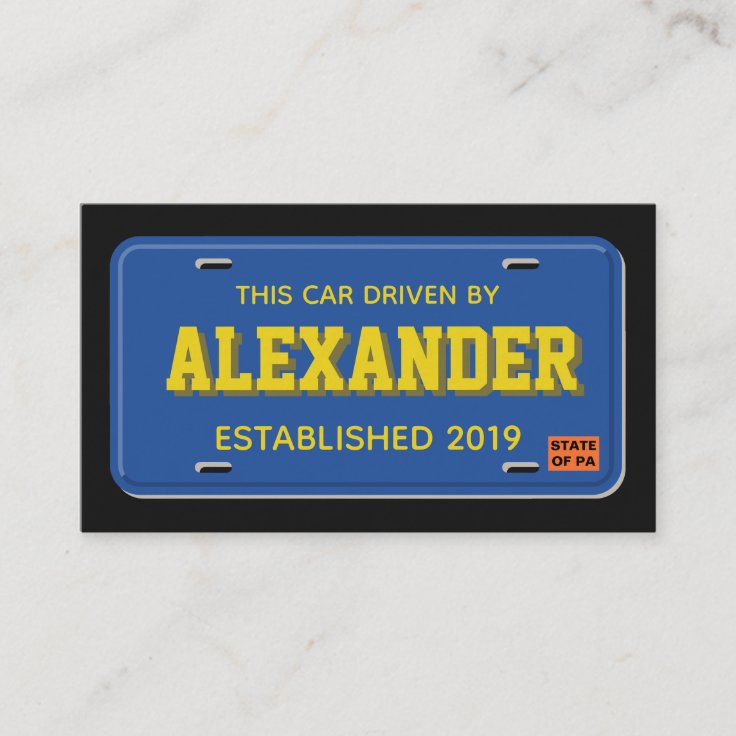 Uber Lyft Driver Blue and Gold License Plate Business Card | Zazzle