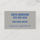 Uber Lyft Driver Blue and Gray License Plate Business Card | Zazzle