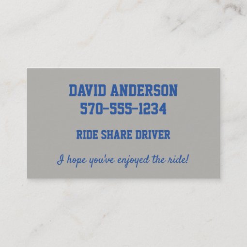 Uber Lyft Driver Blue and Gray License Plate Business Card | Zazzle
