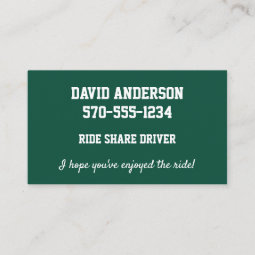 Uber Lyft Driver Green and White License Plate Business Card | Zazzle