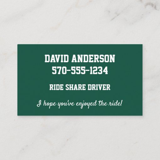 Uber Lyft Driver Green and White License Plate Business Card | Zazzle