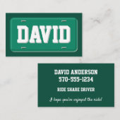 Uber Lyft Driver Green and White License Plate Business Card | Zazzle