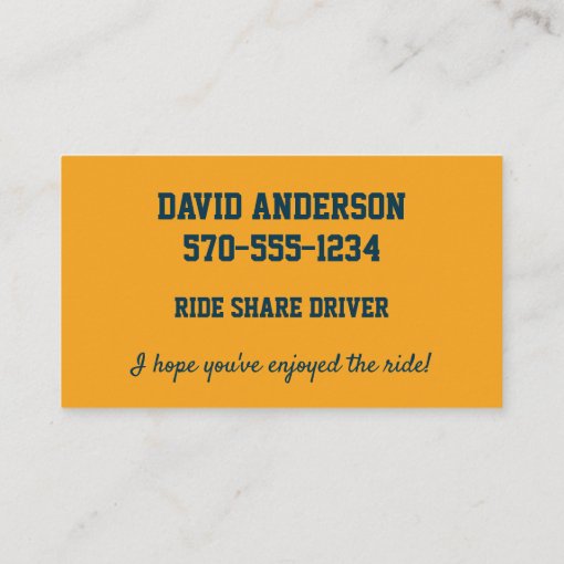 Uber Lyft Driver Orange and Blue License Plate Business Card | Zazzle