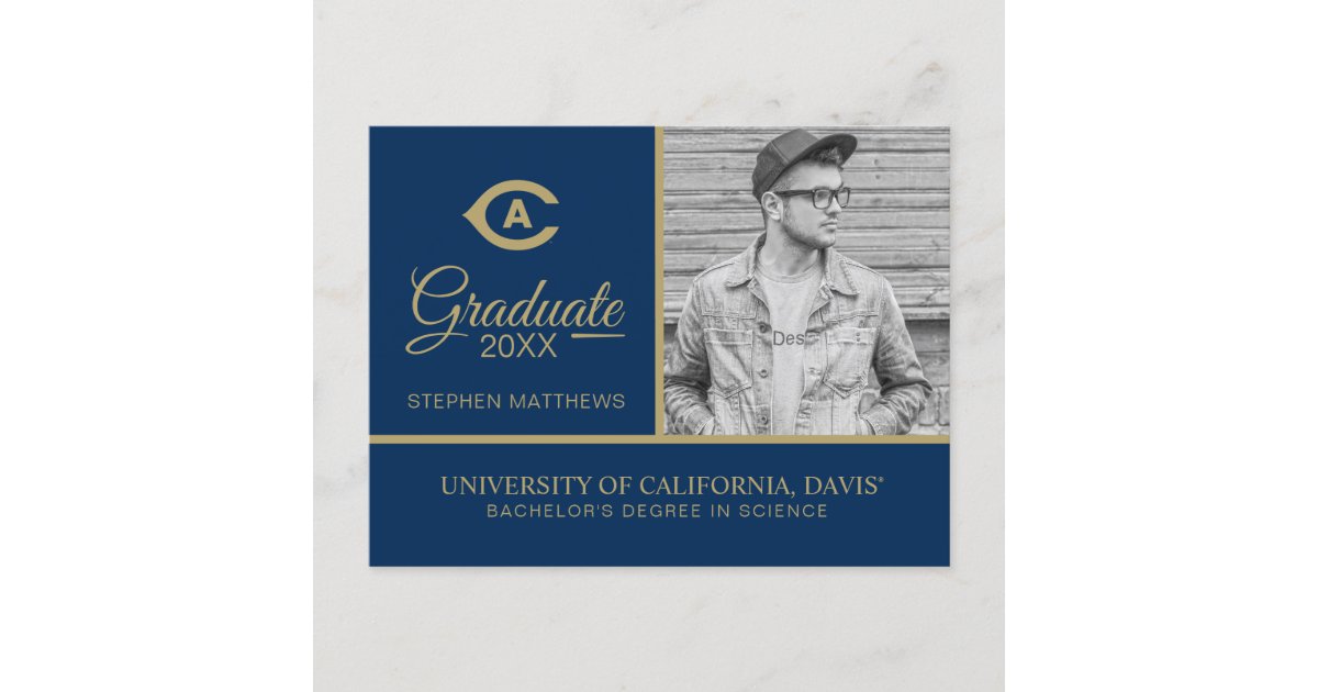 UC Davis C | Graduation Announcement Postcard | Zazzle