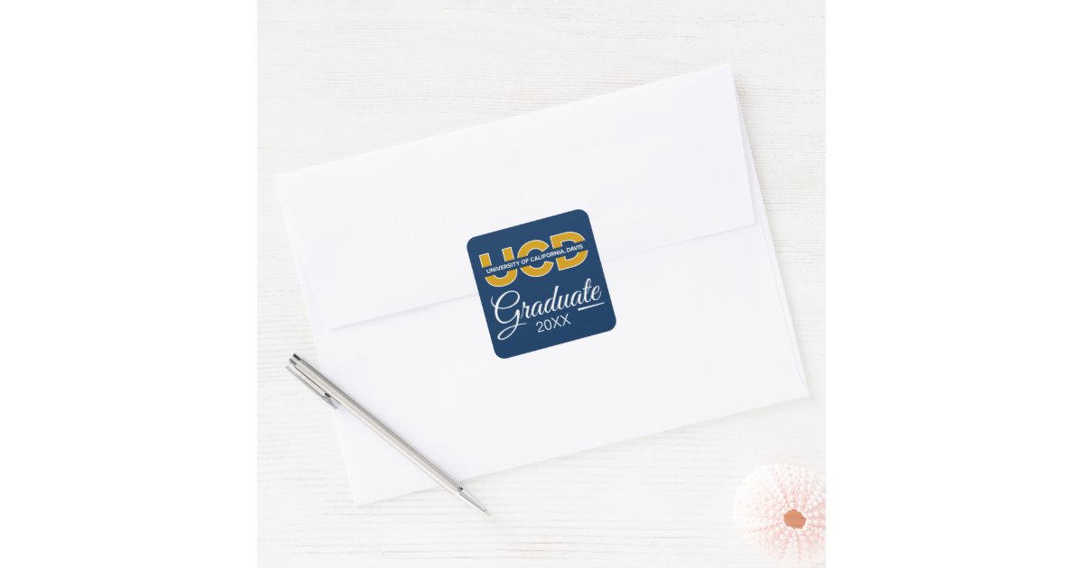 UCD Wordmark | Graduation Square Sticker | Zazzle