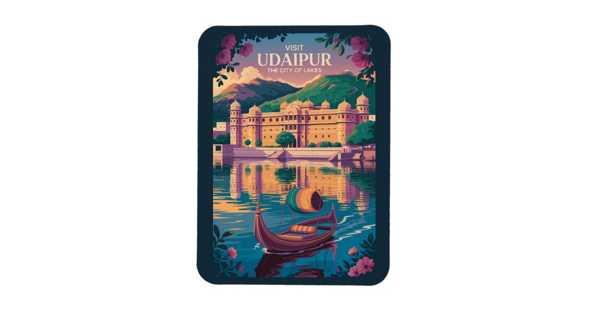Udaipur India City Palace Illustration Travel Art Magnet | Zazzle