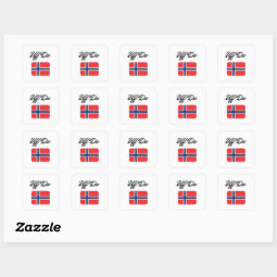 Uff Da Norwegian Flag Square Sticker | Zazzle