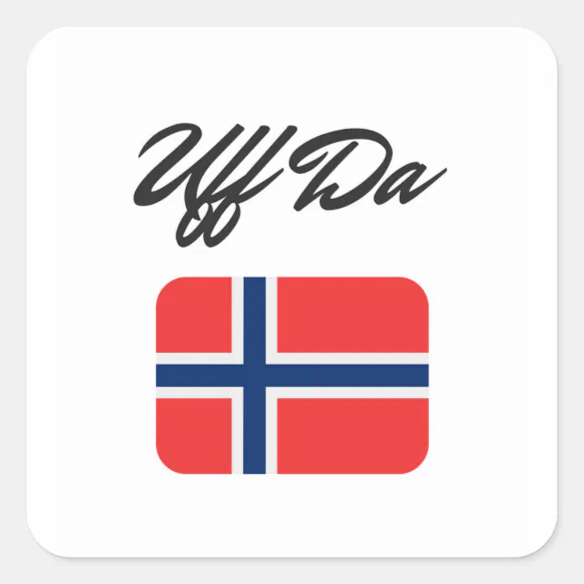 Uff Da Norwegian Flag Square Sticker | Zazzle