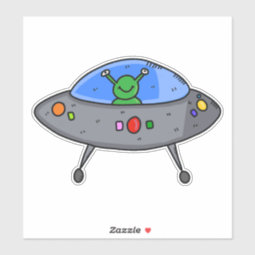 UFO ALIEN DIE CUT CAR DECAL STICKER | Zazzle