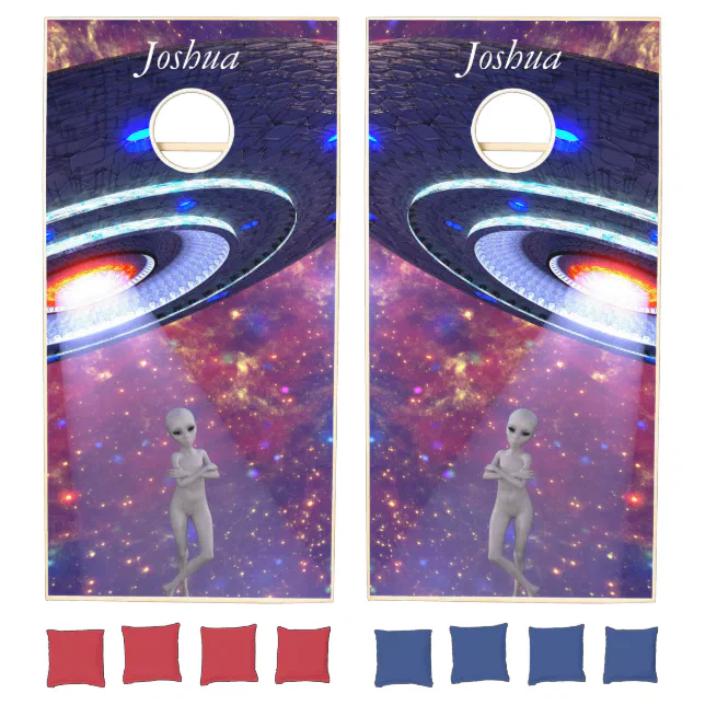 UFO and Alien Personalized Cornhole Set | Zazzle