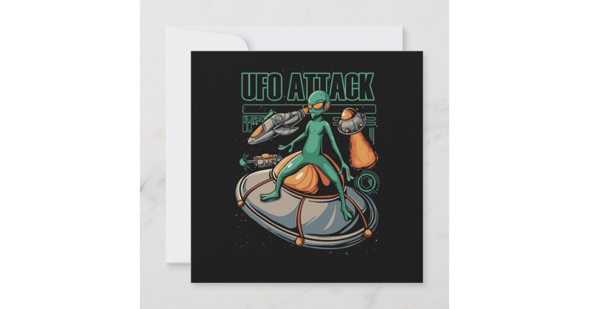 UFO Attack Alien Believer Aliens Extraterrestrial Invitation | Zazzle