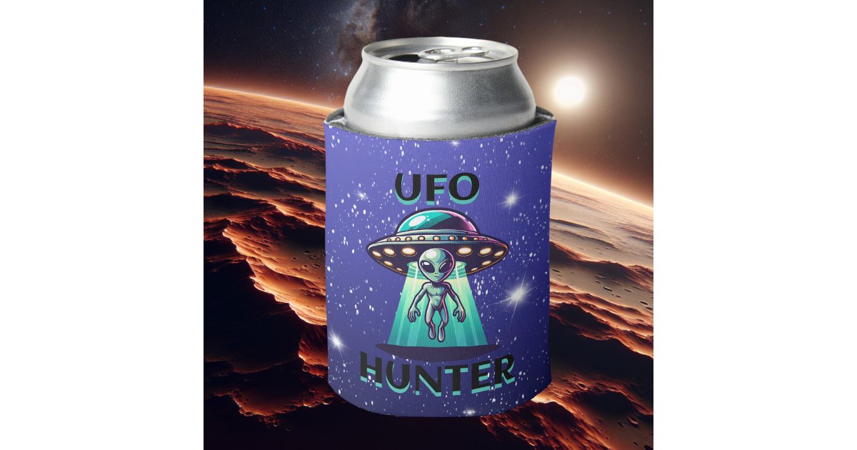 UFO Hunter | Ai Art with UFO and Alien Can Cooler | Zazzle