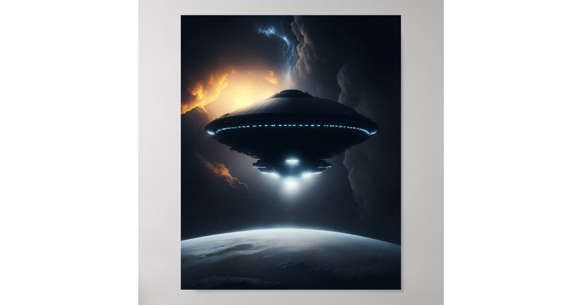 UFO Poster SCI FI Wall Art Alien Poster | Zazzle