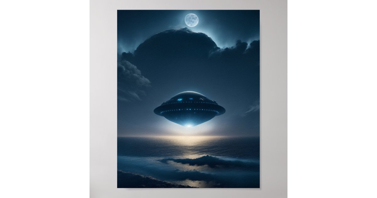 UFO Poster SCI FI Wall Art Alien Poster | Zazzle